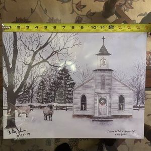 Art | Rare Autographed Billy Jacob I Heard Christmas Bells Winter Barn ...